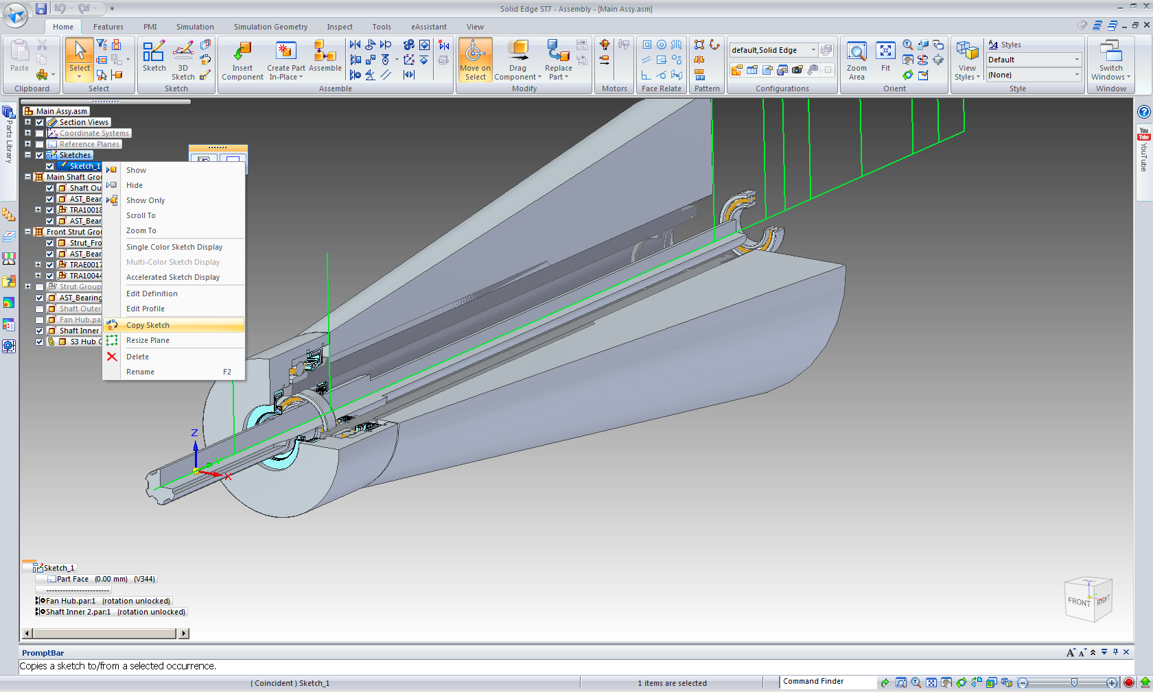 Siemens Solid Edge Copy Sketch